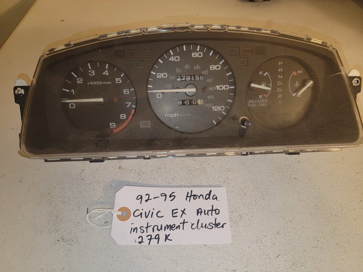 92-95 HONDA CIVIC EX AUTO INSTRUMENT CLUSTER GUAGE SPEEDOMETER HR-0163 ...